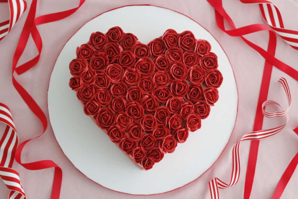Heart Shaped Cake With Buttercream Roses