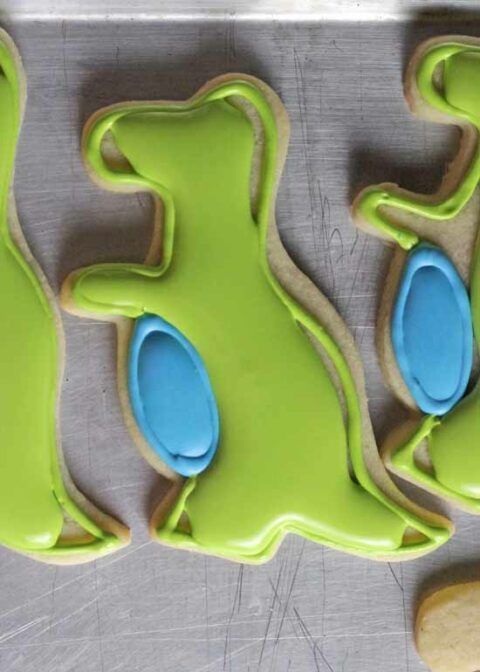 How to Decorate Simple T-Rex Dinosaur Cookies • Cake Journal