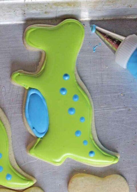 How to Decorate Simple T-Rex Dinosaur Cookies • Cake Journal
