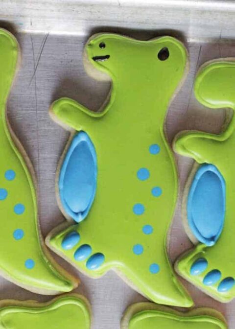How to Decorate Simple T-Rex Dinosaur Cookies • Cake Journal